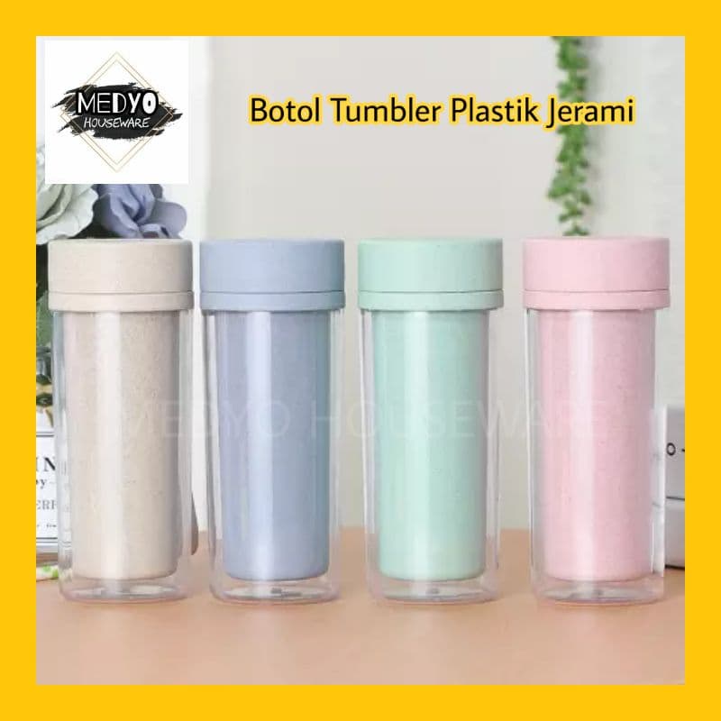 Jual Botol Minum Tumbler JERAMI Lapis Plastik Botol Aesthetic Anti ...