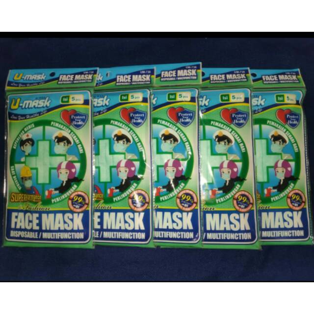 Jual Masker Medis U-Mask 3 Ply isi 5 pcs | Shopee Indonesia