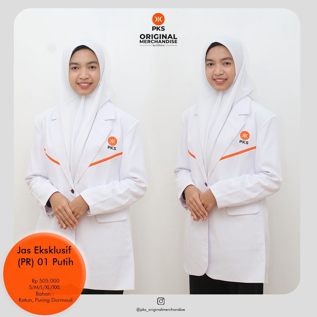 Jual Jas PKS Perempuan Eksklusif 01 Putih Logo Baru | Shopee Indonesia