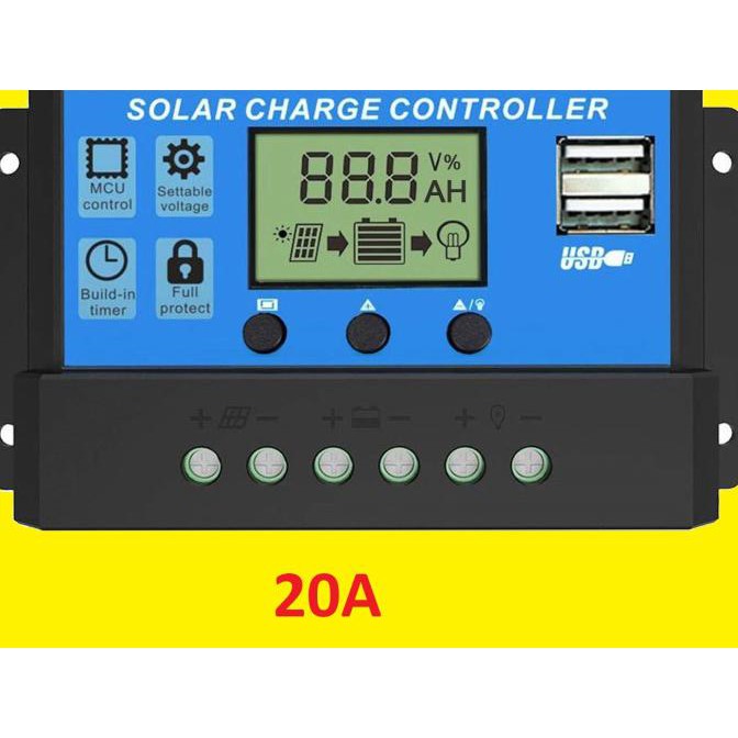 Jual Best Produk] Solar Charge Controller 60A 50A 40A 30A 20A 10A Cell Pwm 12V 24V - 20A ...