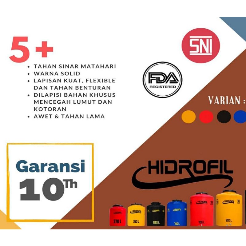 Jual Tandon Air Tangki Air Toren Air Hidrofil 2200 liter bebas lumut PE ...