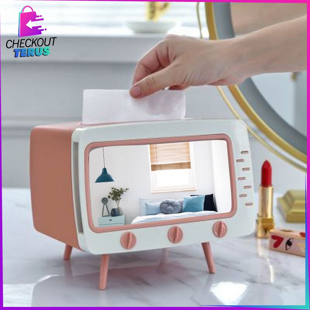 Jual CT C105 Kotak Tissue Bentuk TV Tempat Tisu + Stand Phone Holder Kotak Tisu Multifungsi Home ...