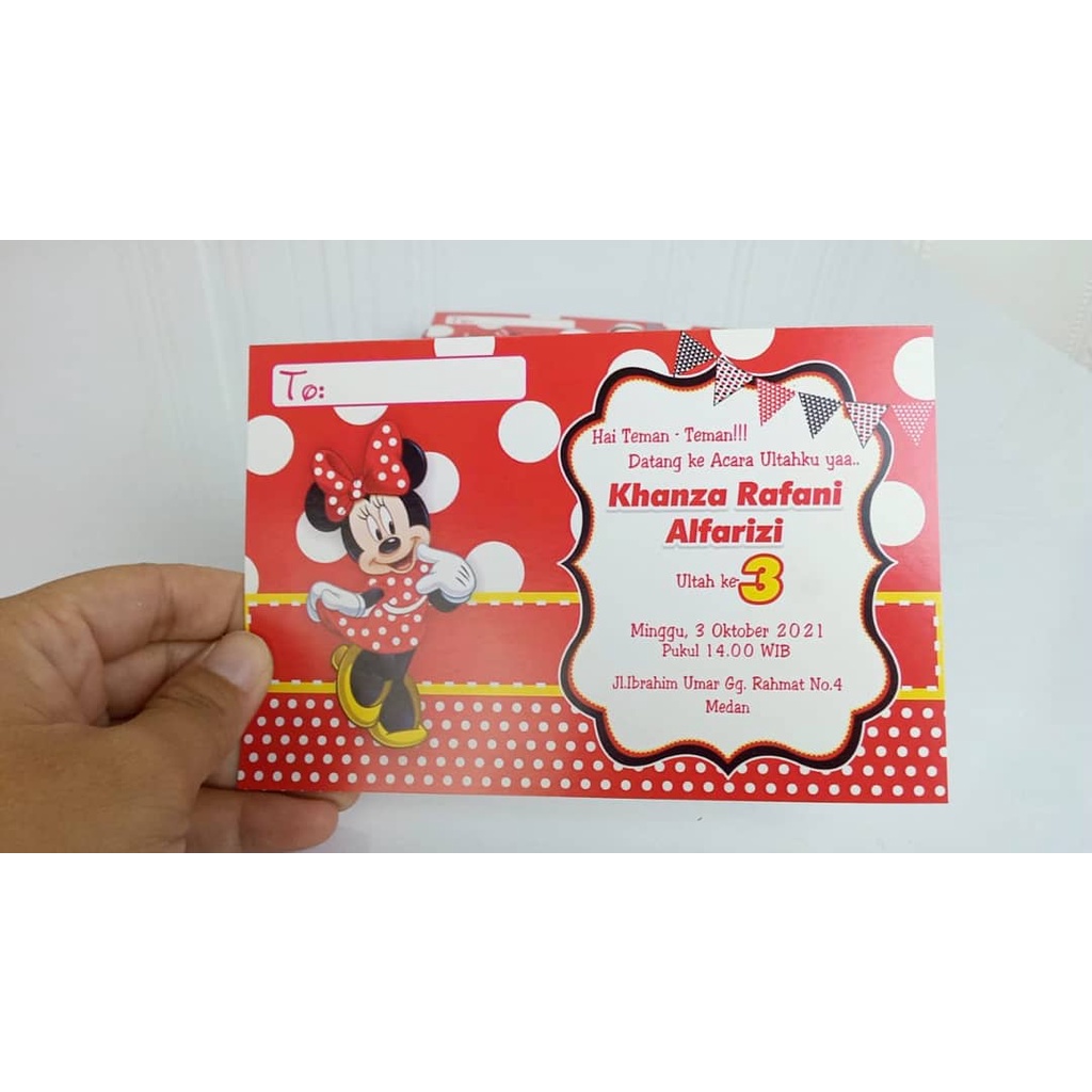 Jual undangan minnie mouse / invitation minnie mouse / undangan custom ...