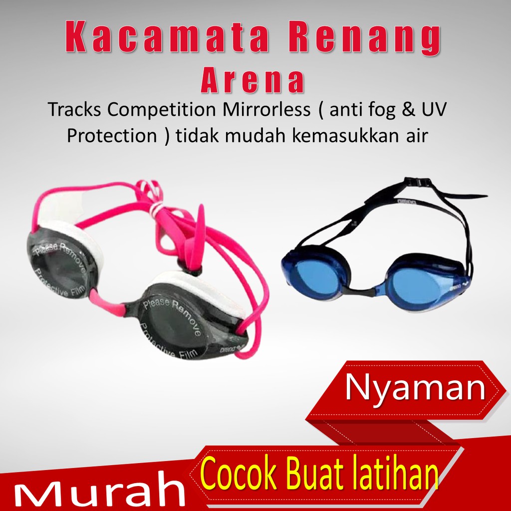 Jual kacamata renang Arena Tracks Competition Mirrorless (p12) | Shopee ...