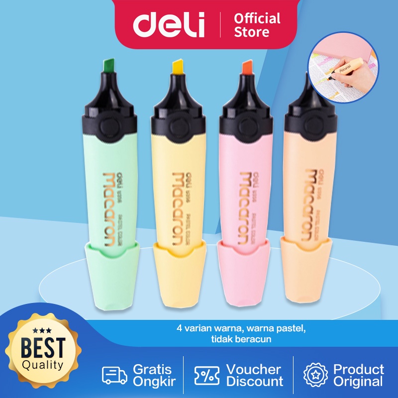 Jual Deli Macaron Highlighter Mint Green/Honey Yellow/Coral Pink/Peach ...