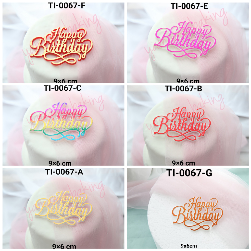 Jual GR-TI-0067 Cake topper tempel hiasan kue tulisan happy birthday ...