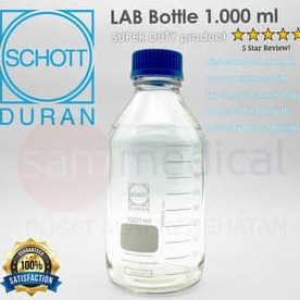 Jual Schott Duran Botol Lab / Lab Bottle + Screw cap Biru - 1 Liter ...