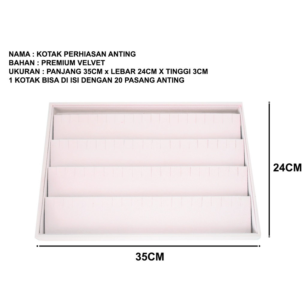 Jual Kotak Display Anting 4 Baris bahan Velvet Bludru/Kotak Perhiasan ...