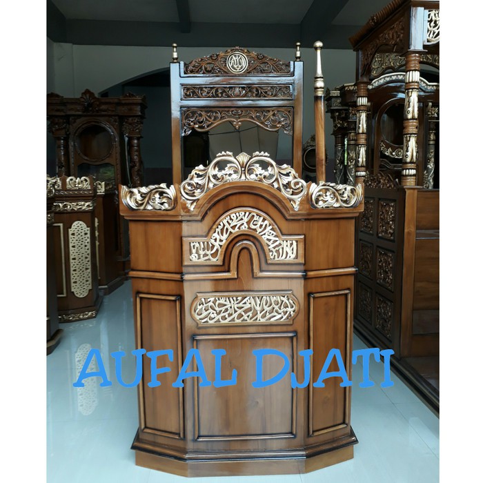 Jual Mimbar masjid podium pidato ukir ukiran kaligrafi top jati jepara ...