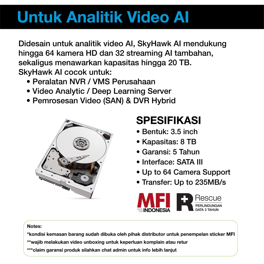 Jual Seagate SkyHawk AI HDD / Hardisk Surveillance 8TB SATA 7200RPM ... Jual Seagate SkyHawk AI HDD / Hardisk Surveillance 8TB SATA 7200RPM ...