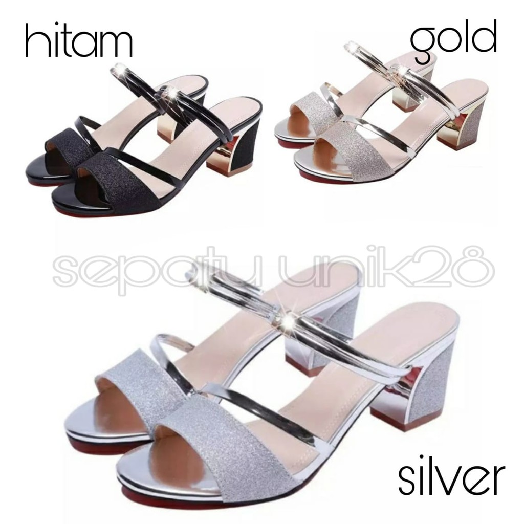 Jual Sepatu SENDAL SANDAL WANITA US34 GLITER BLING hak tinggi high heels PESTA KERJA KANTOR ...