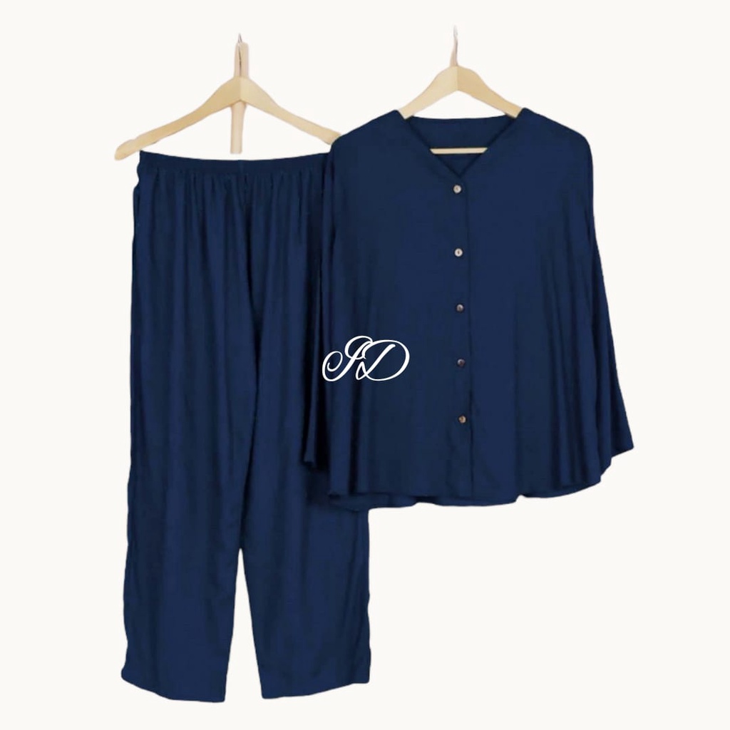 Jual Setelan Piyama Baju tidur Wanita Dewasa Lengan Panjang Rayon Polos ...