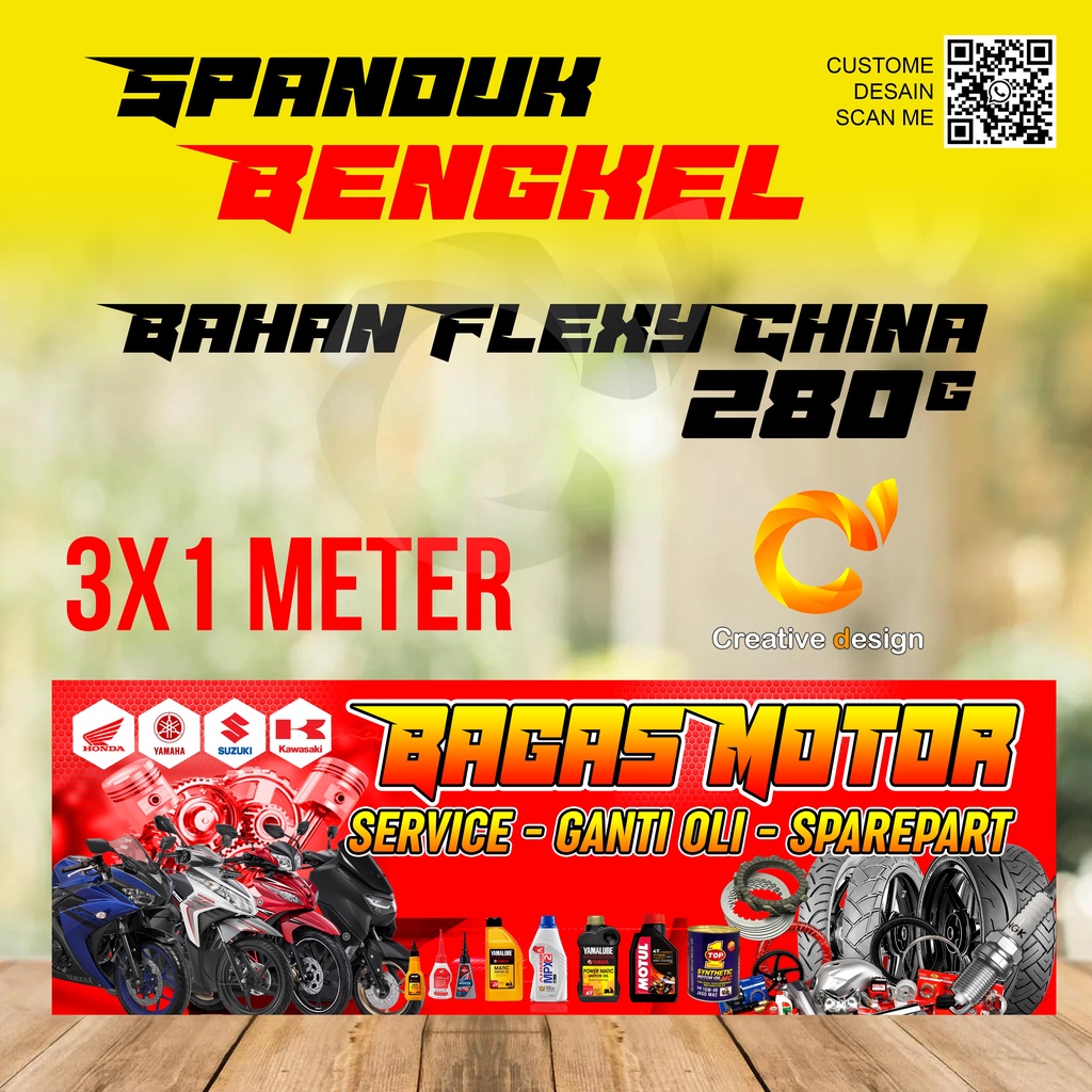 Jual SPANDUK/BANNER BENGKEL 2 PCS UK. 3X1 Meter bahan FLEXY CHINA 280g ...