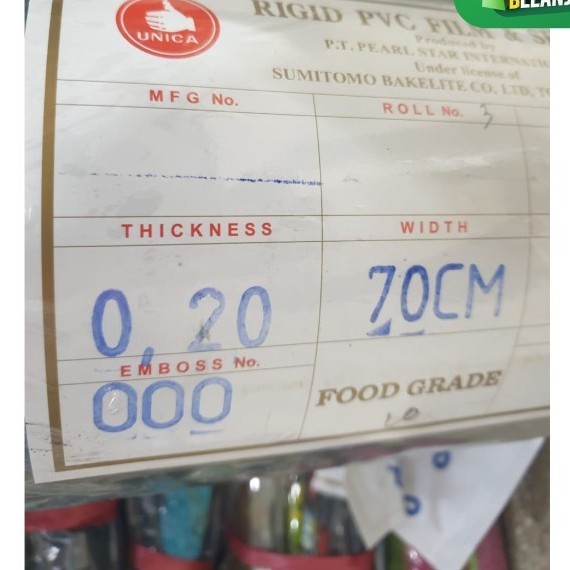 Jual Plastik Mika Kaku Rollan 70cm x 50m, T=0.20mm, Kotak Box Bening ...