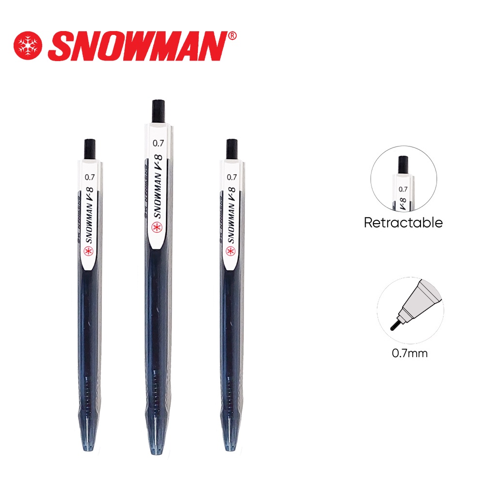 Jual Retractable Ballpen Pulpen Pen Pena Snowman V8 0.7 mm | Shopee ...
