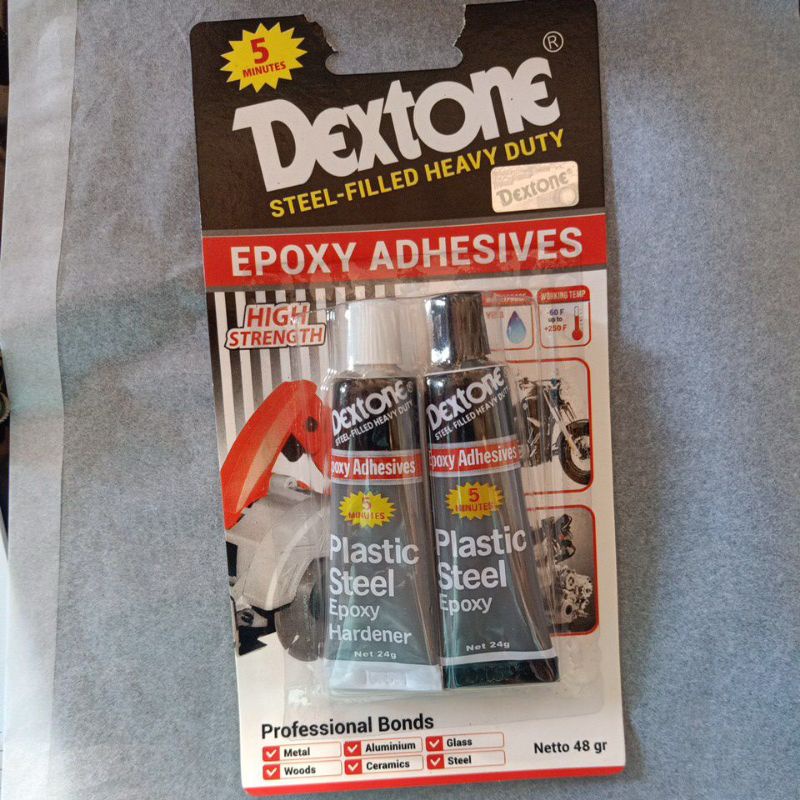 Jual Dextone Lem Besi Epoxy Plastic 5 menit 48gram - Lem Perekat Besi ...