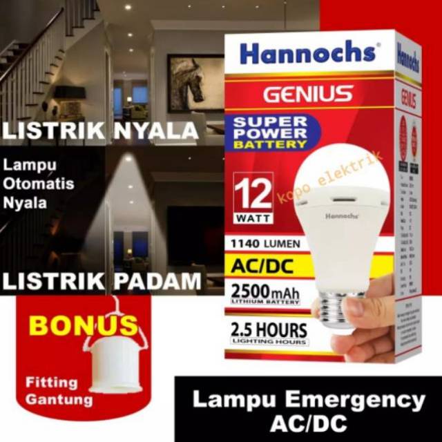 Jual Lampu Emergency Hannochs 12w Led Hannoch Genius 12 watt Putih ...