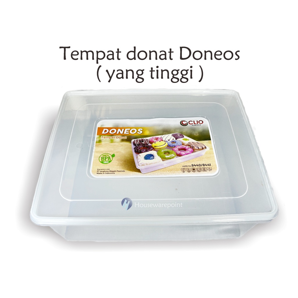 Jual 1 pcs Tempat donat tinggi / tempat donat Clio Large / kotak roti / tempat roti / tempat ...