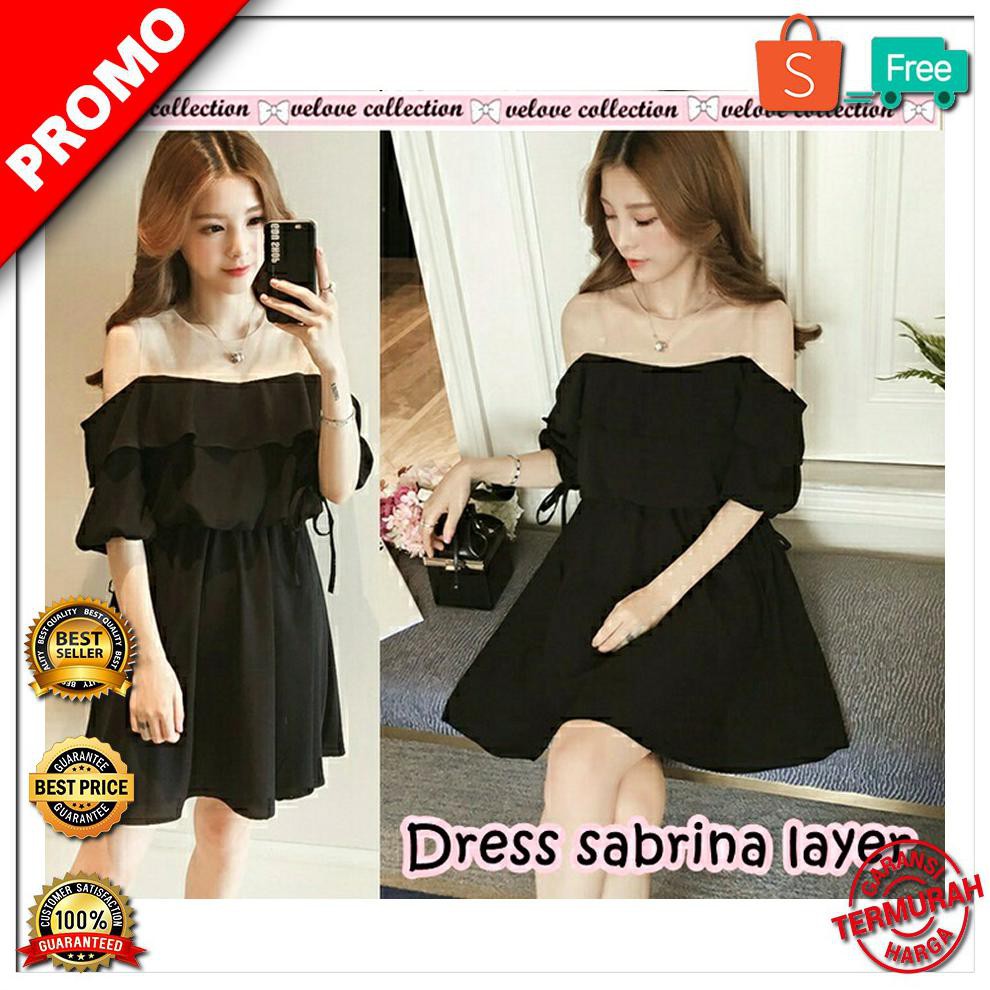 Jual STOK TERBATAS Dress sabrina layer hitam Mini Dress Sabrina LIMITED ...