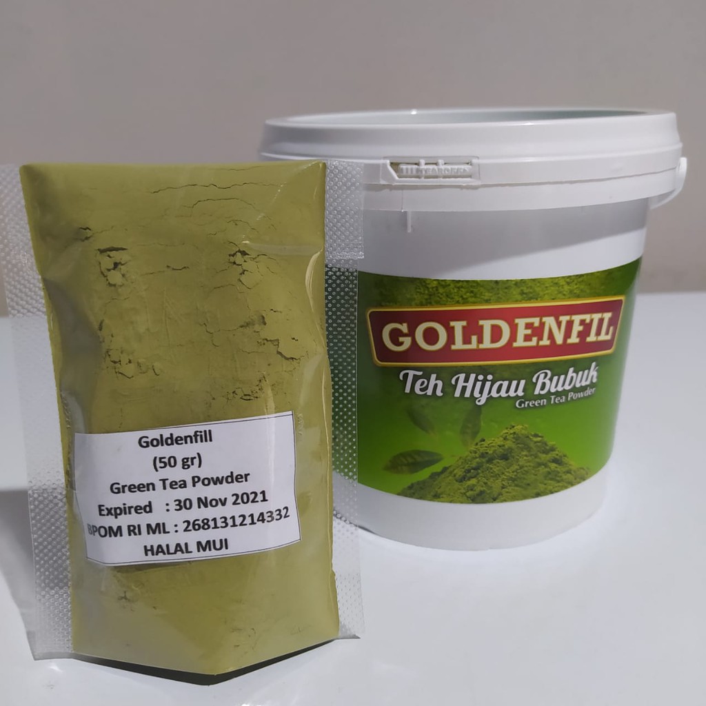 Jual GOLDENFIL MATCHA GREEN TEA POWDER TEH HIJAU BUBUK 50 GR HALAL MUI ...