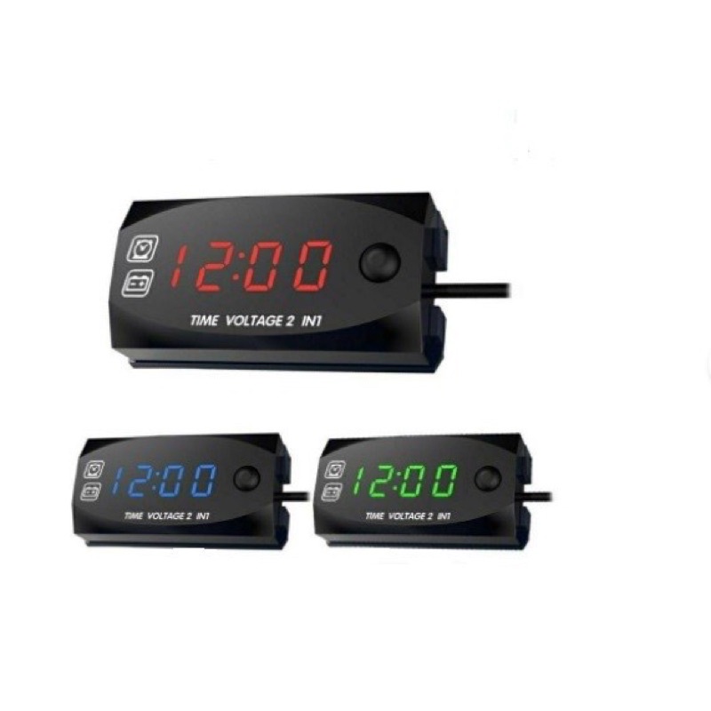 Jual Voltmeter aki 2in1 plus jam plus dudukan voltmeter waterprof ...