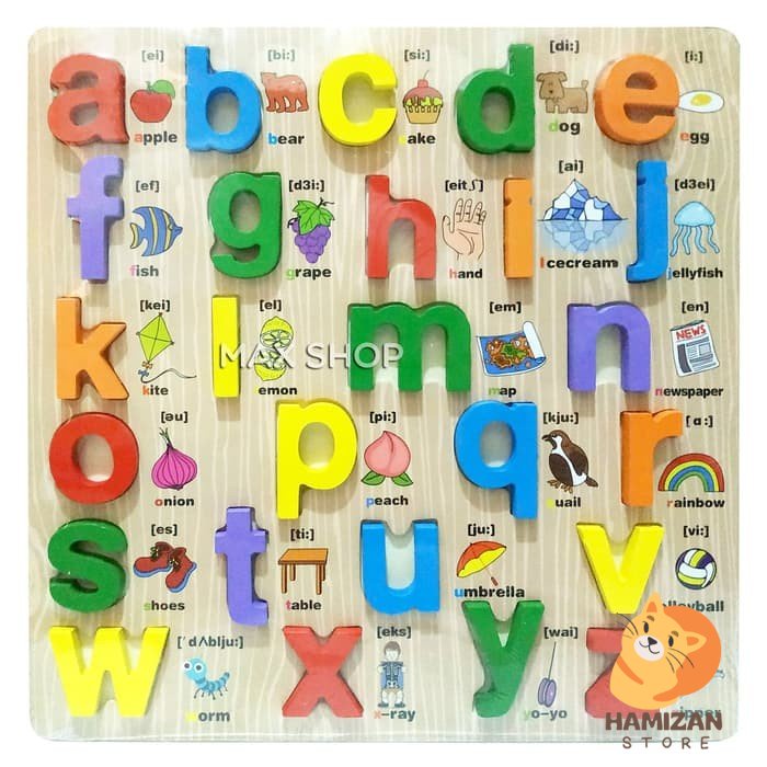 Jual Mainan Anak Puzzle Chunky Kayu Huruf Besar - Kecil ABC Bahasa ...