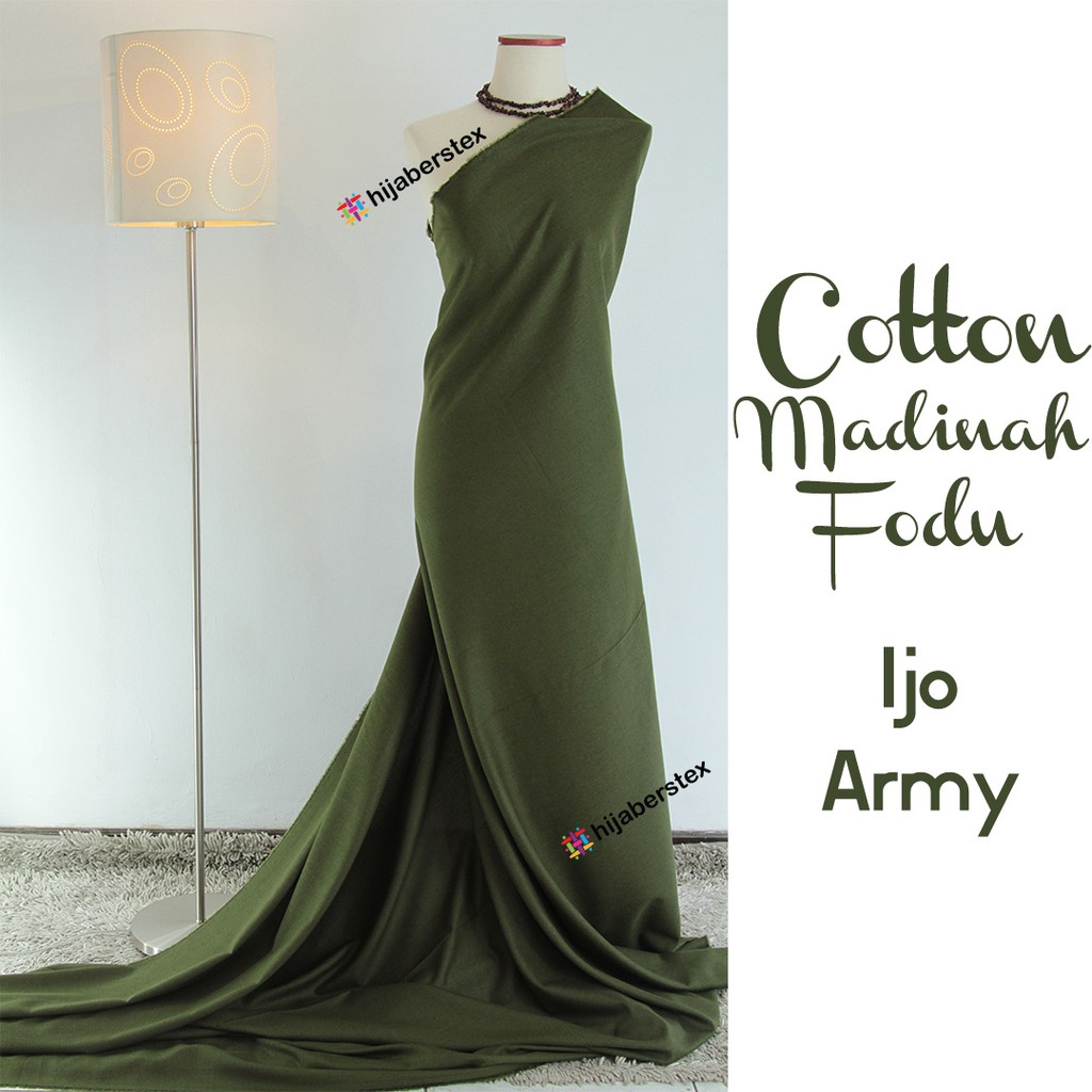 Jual 1/2 Meter Kain COTTON MADINAH FODU Ijo Army (ecer warna) | Shopee ...
