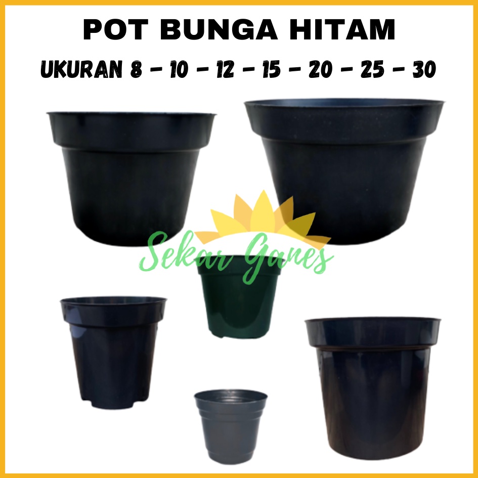 Jual PROMO Pot Hitam Ukuran 30cm 25cm 20cm 12cm 10cm 8cm Pot bunga ...