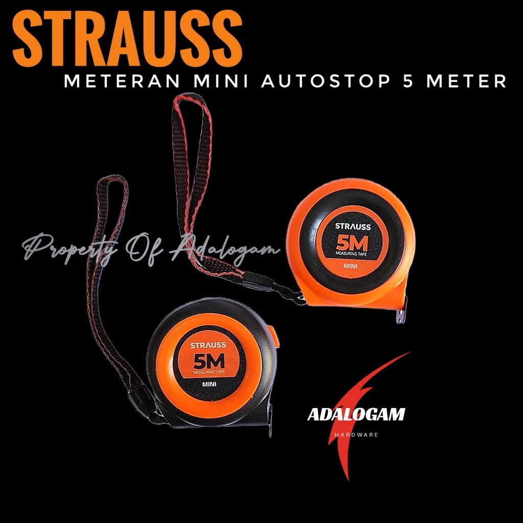 Jual STRAUSS Meteran Mini Auto Stop 5 M - Roll Meter 5 Meter Autostop ...