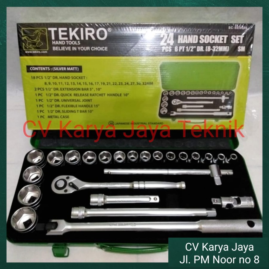 Jual Kunci Sok Set 24 pc 6PT Tekiro / Hand Socket 24 pcs 1/2" [8-32]MM Besi | Shopee Indonesia