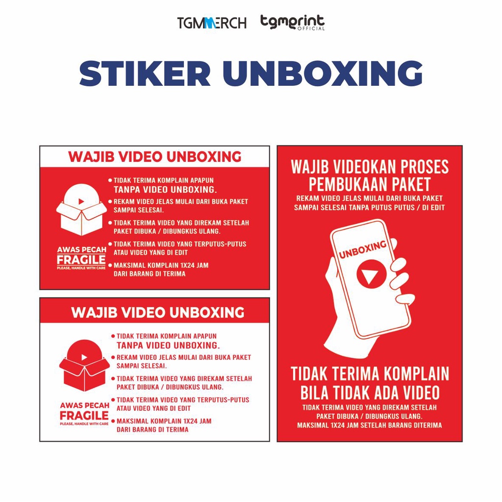 Jual TGM MERCH - Stiker Video Unboxing | Shopee Indonesia