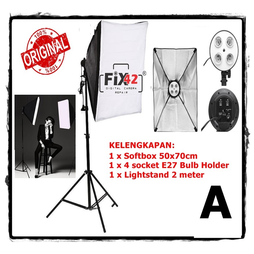 Jual Softbox 4 Soket 50x70cm Payung Reflektor Fotografi Studio E27 Four Lamp 4 Socket Soft Box ...