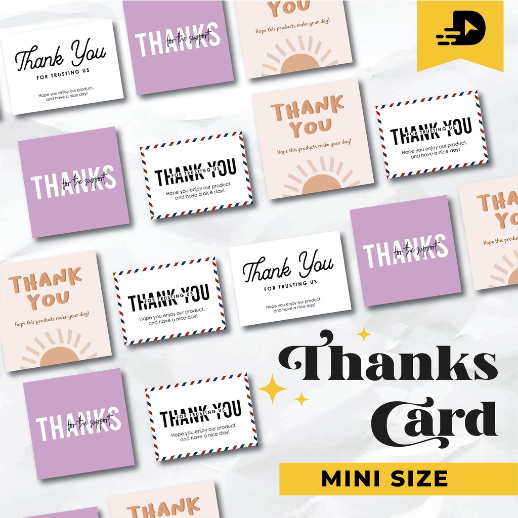 Jual Mini Thank You Card Custom / Thank You Card Online Shop / Kartu ...