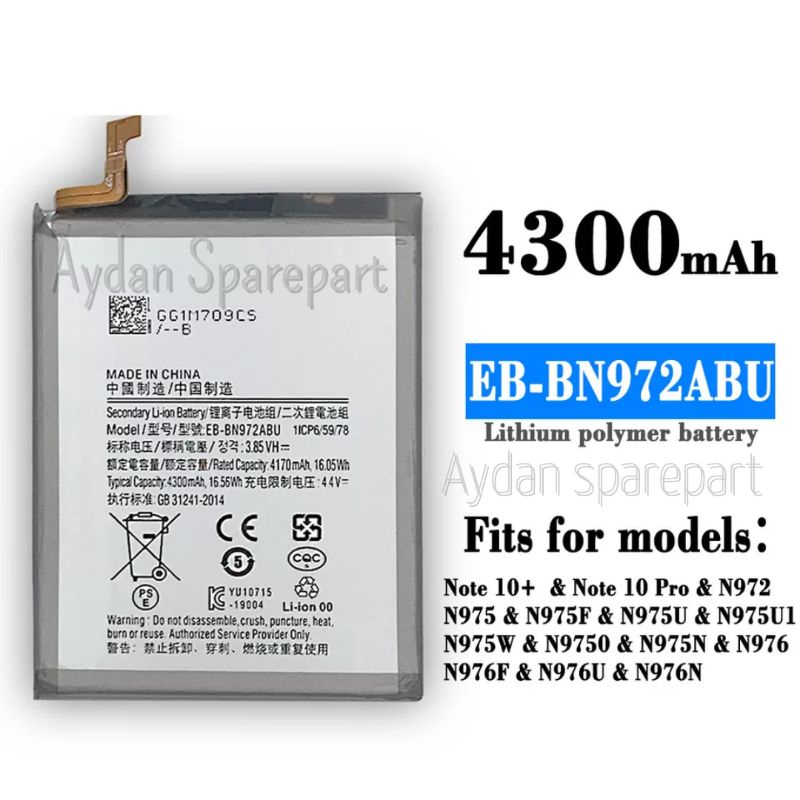 Jual Battery Batre Baterai Samsung Galaxy Note 10+ / Note 10 Plus EB-BN972ABU Original | Shopee ...