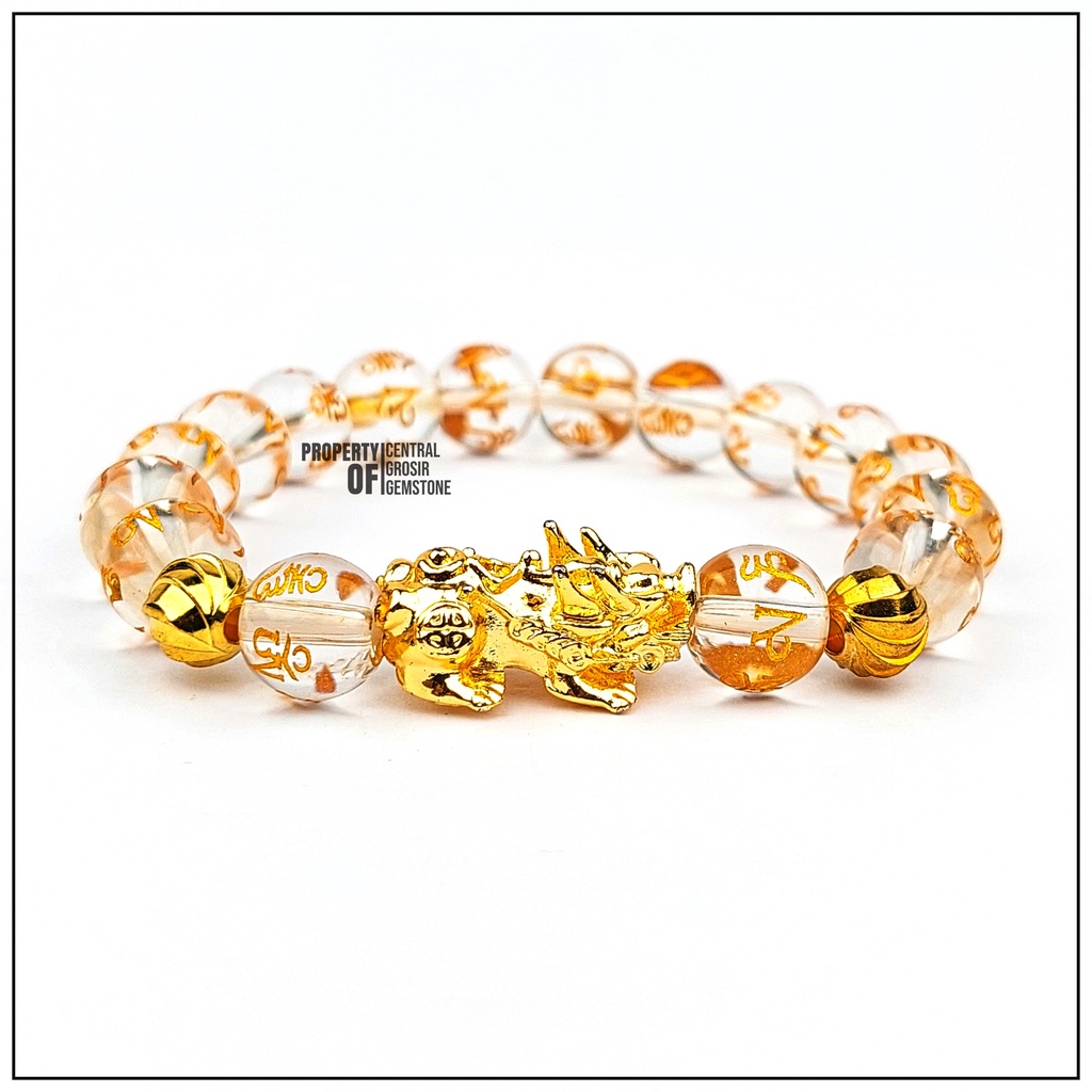 Jual Gelang Pixiu Stone Colorless Obsidian Motif Mantra Keberuntungan ...