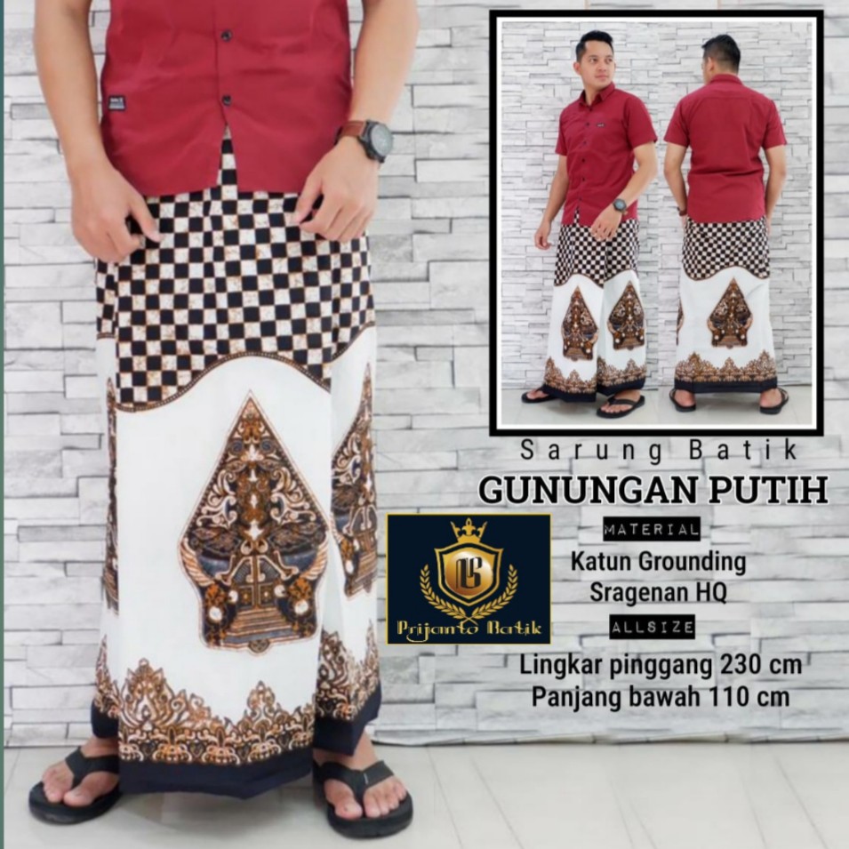 Jual Sarung Batik Gunungan Putih Prijanto BINTANG HITAM KONGO PUTIH ...