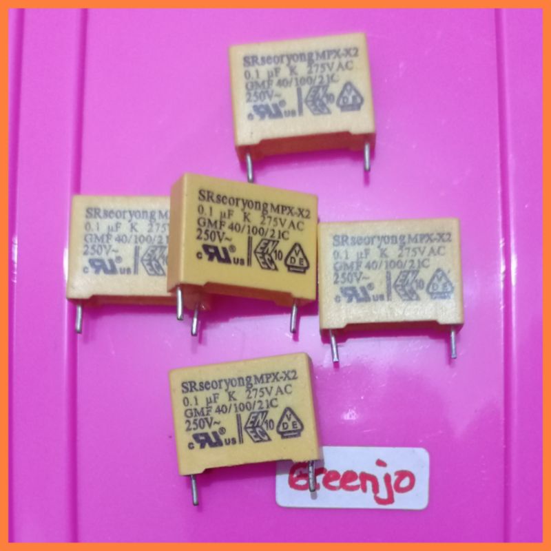 Jual Kapasitor MKM MKP 104 100nF 0.1uF 275V MPX-X2 Jarak Kaki 1,5cm Capacitor Original Japan ...