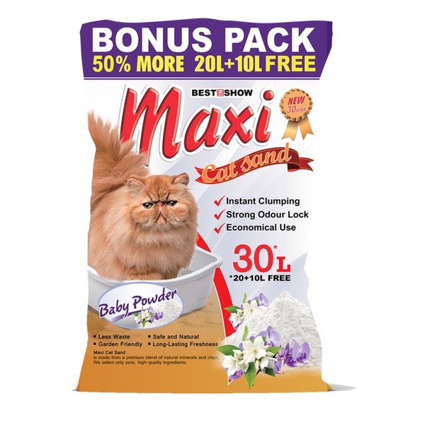 Jual Best In Show Maxi Cat Sand Baby Powder 30Lt/25Kg-Pasir Kucing ...