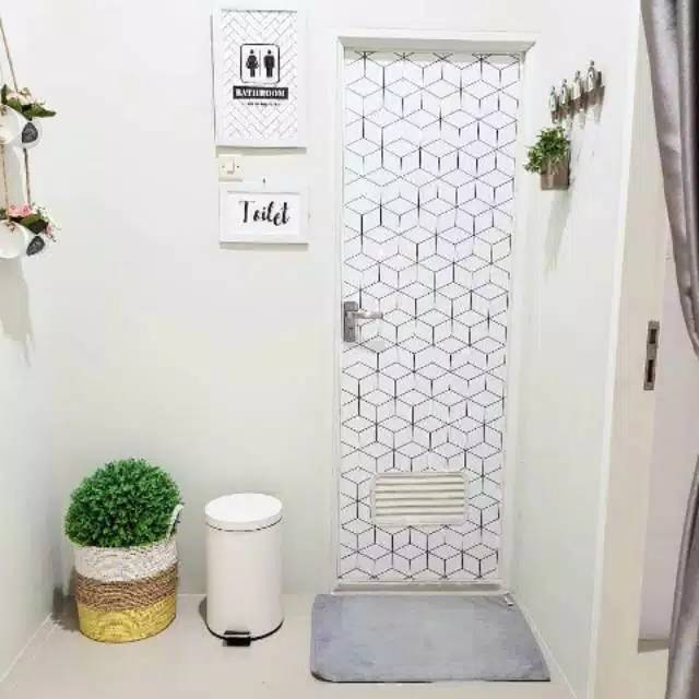 Jual STIKER PINTU TOILET / STICKER PINTU KAMAR MANDI MOTIF MONOCHROME ...