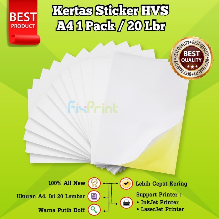 Jual Kertas Stiker HVS A4 Sticker Label Paper HVS A4 Doff Matte Polos ...