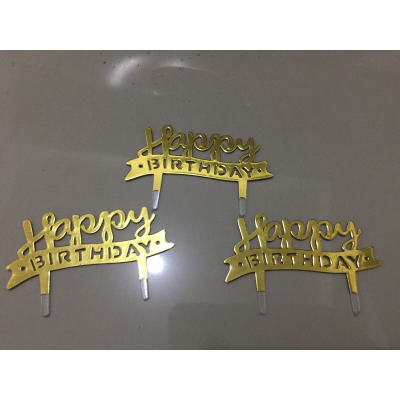 Jual Topper Tulisan Happy Birthday Warna Emas 1 pcs | Shopee Indonesia
