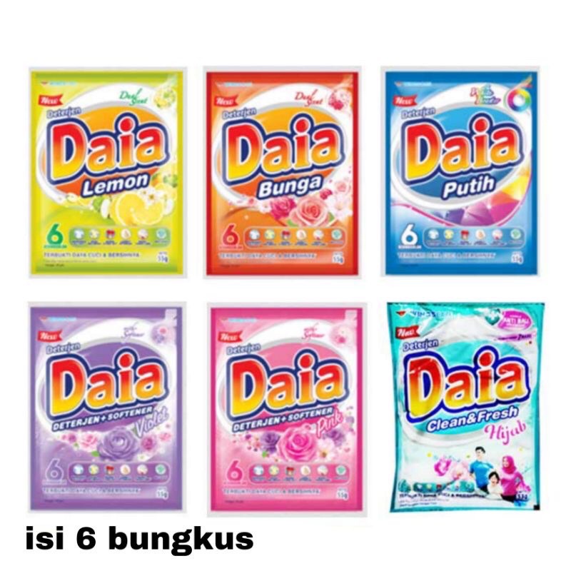 Jual Daia DETERGENT BUBUK 1 Renceng isi 6 SACHET | Shopee Indonesia