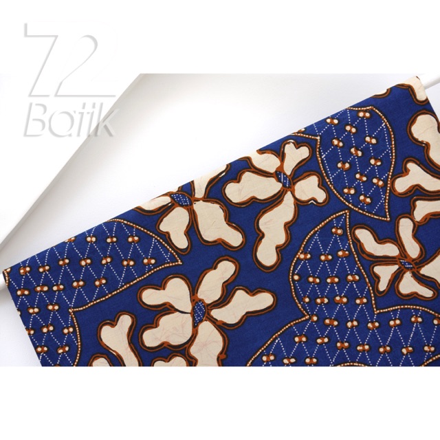 Jual KAIN BATIK PREMIUM Bahan Katun Motif Daun Menjari Warna Biru ...
