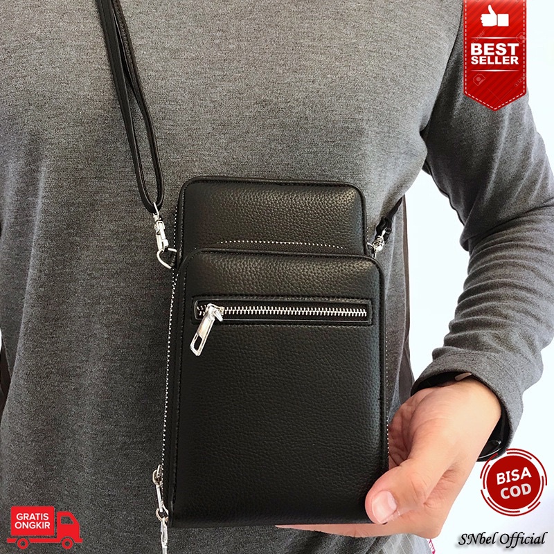 Jual Tas selempang kulit pria tas Hp tas mini bag kulit pria cowok ...