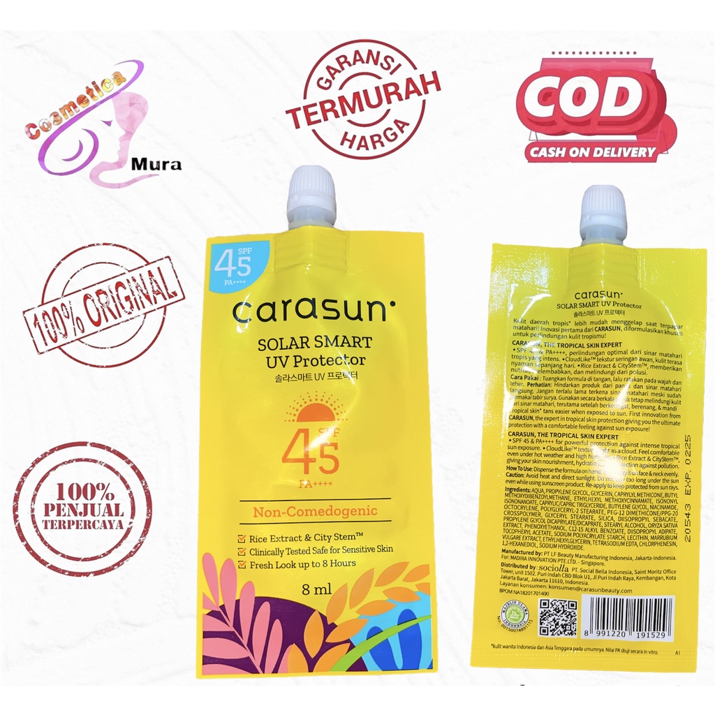 Jual cosmeticamurah - CARASUN SACHET SOLAR SMART UV PROTECTOR SPF 45 PA ...
