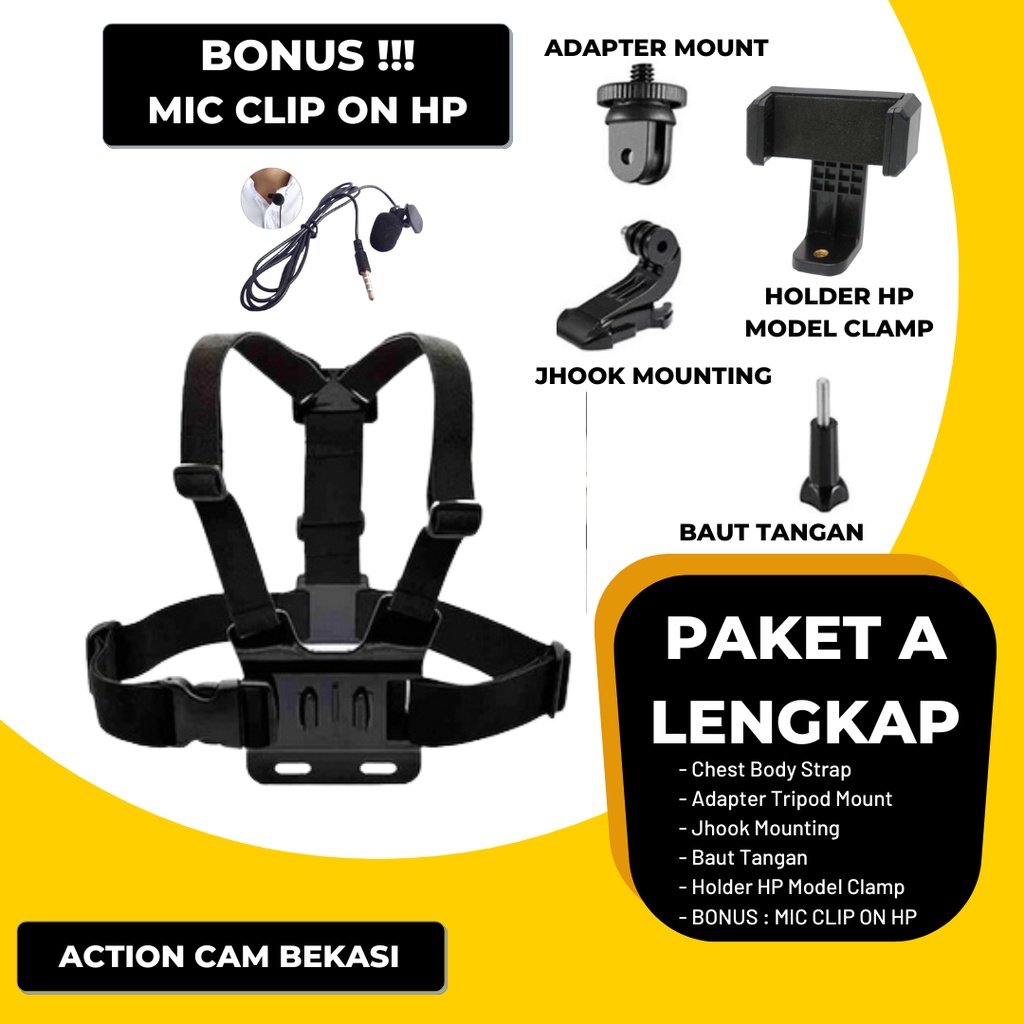 Jual Chest Strap HP Vlog Smartphone Handphone Body Clamp Motovlog di ...