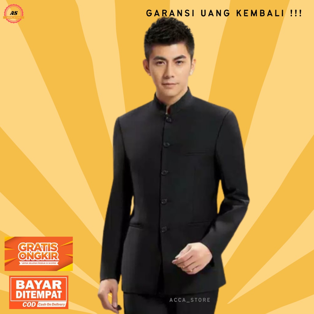 Jual JAS MANDARIN PRIA JAS PENGANTIN JAS HITAM | Shopee Indonesia