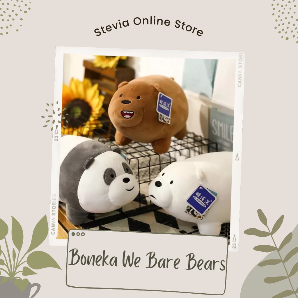 Jual Boneka We Bare Bears Panda Ice Polar Bear Grizzly Boneka Beruang ...