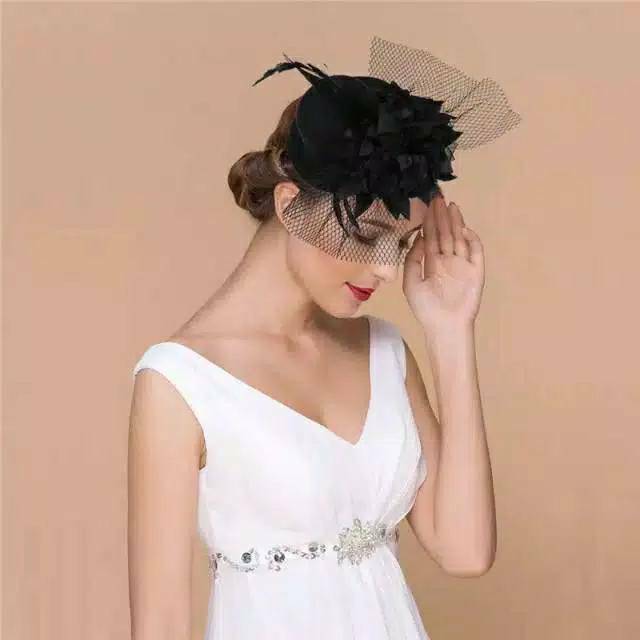 Jual TOP-02 Topi gatsby wanita Jepit topi hiasan rambut jaring topi ...