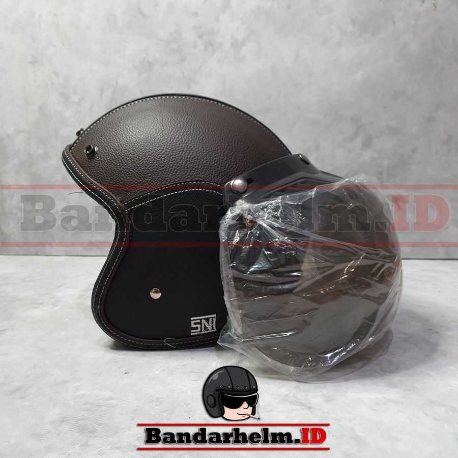 Jual Helm Bogo Retro Kulit SNI | Shopee Indonesia